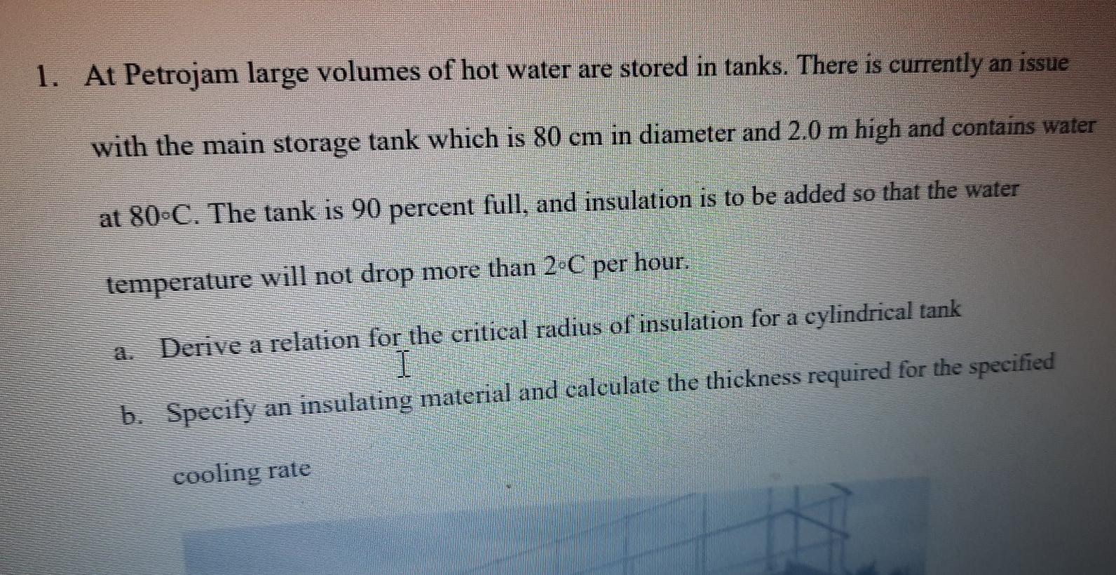 1. At Petrojam large volumes of hot water are stored | Chegg.com