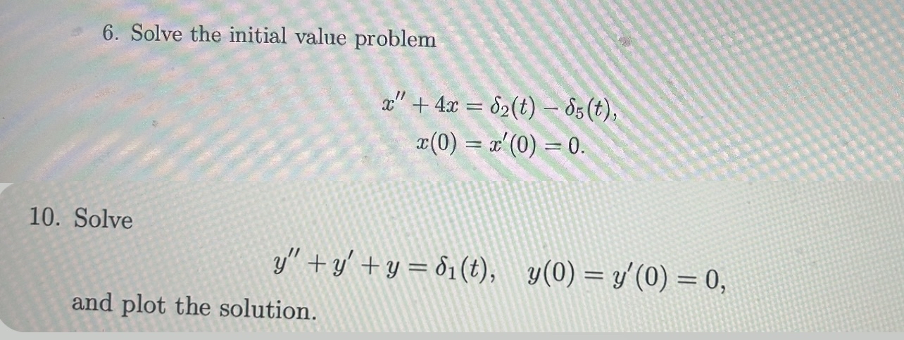 Solved Solve the initial value | Chegg.com