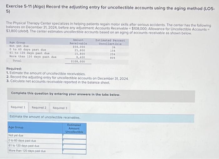Solved Exercise 5-11 (Algo) Record the adjusting entry for | Chegg.com