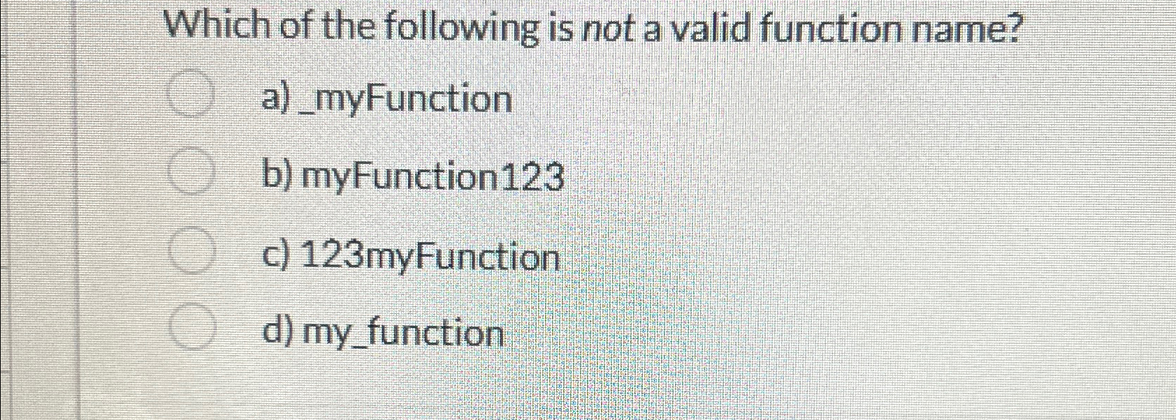 Solved Which of the following is not a valid function | Chegg.com