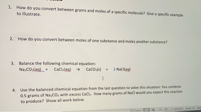 Solved 1. How do you convert between grams and moles of a | Chegg.com
