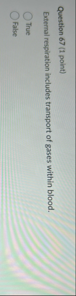 Solved Question 67 (1 ﻿point)External respiration includes | Chegg.com