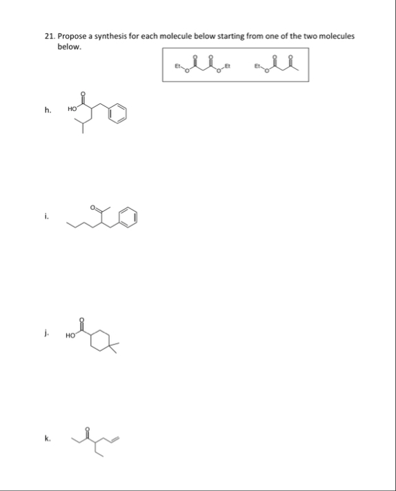 Solved Propose a synthesis for each molecule below starting | Chegg.com