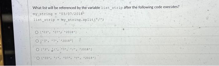 Solved What list will be referenced by the variable 1 | Chegg.com