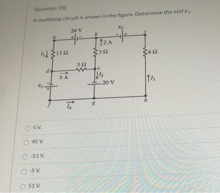 Solved Question 10) A multiloop circuit is shown in the | Chegg.com