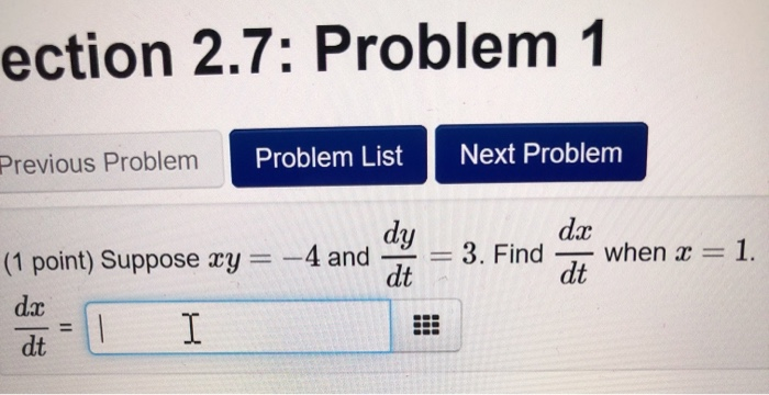 Solved ection 2.7: Problem 1 Next Problem Problem List | Chegg.com