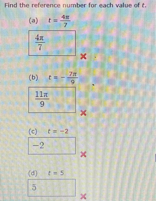 Solved Find the reference number for each value of t. (a) | Chegg.com