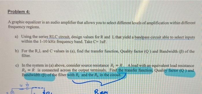 Solved A graphic equalizer is an audio amplifier that allows | Chegg.com