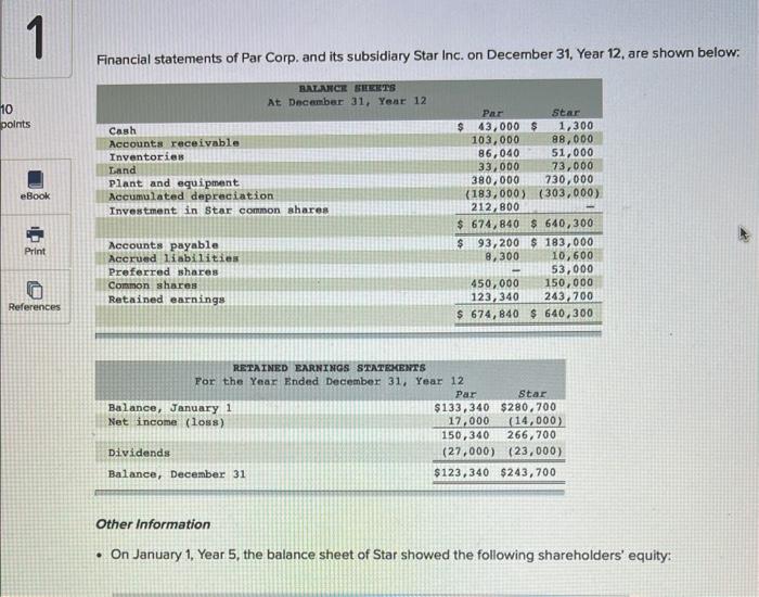 Financial statements of Par Corp. and its subsidiary | Chegg.com