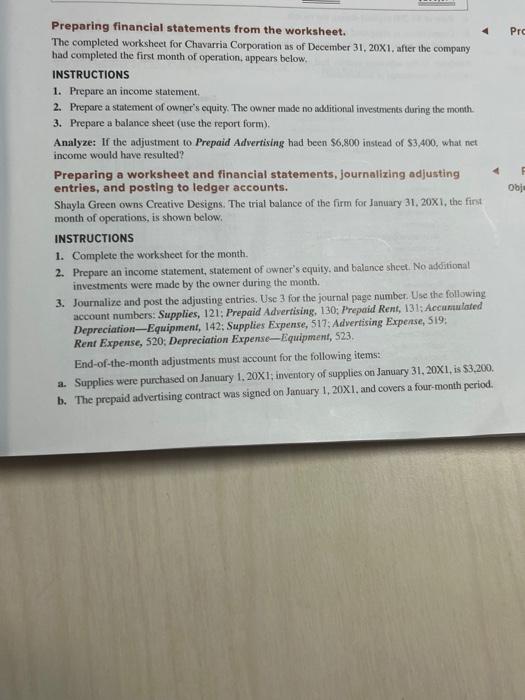 Preparing financial statements from the worksheet. | Chegg.com