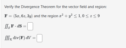 Solved Verify the Divergence Theorem for the vector field | Chegg.com