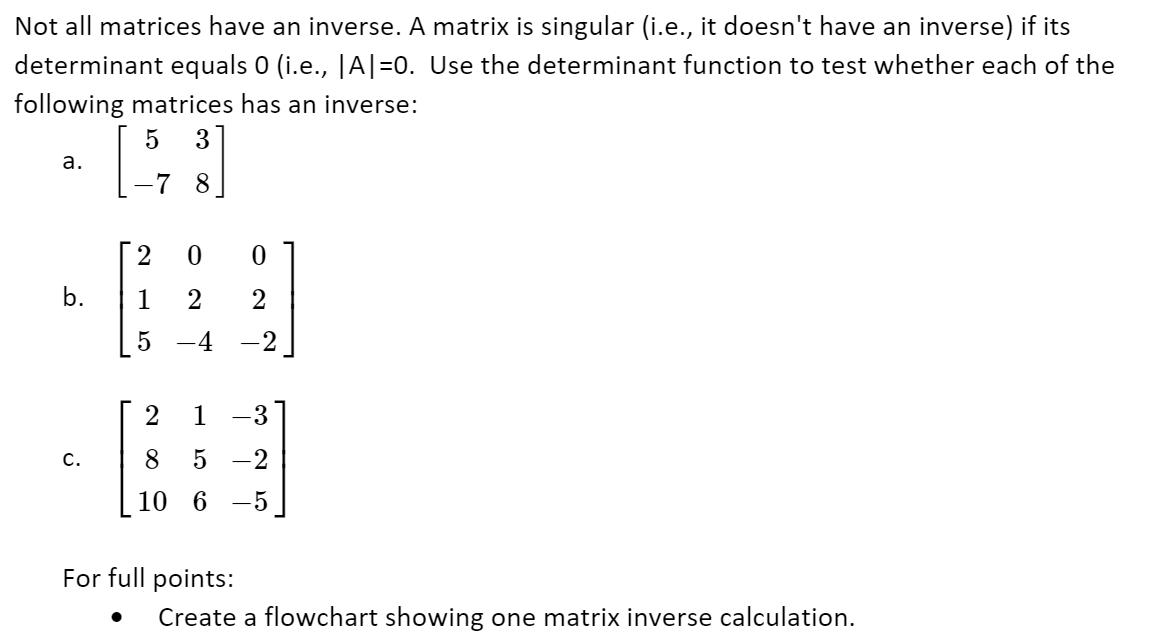 Solved Please do this in Matlab.Not all matrices have an | Chegg.com