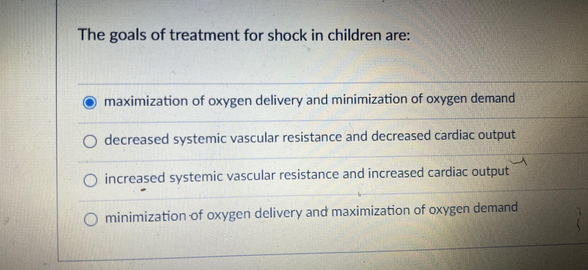 Solved The goals of treatment for shock in children | Chegg.com