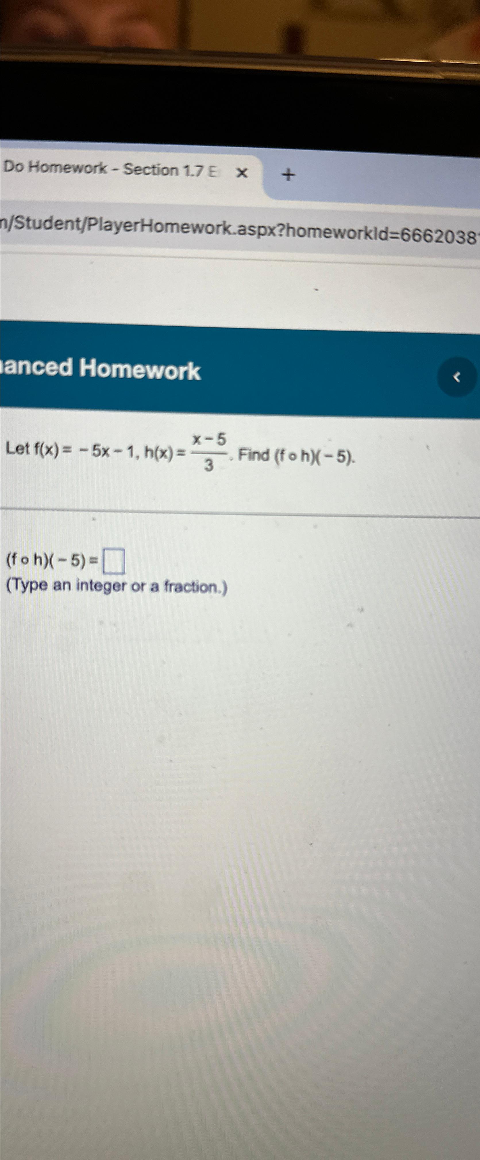 Solved Let f(x)=-5x-1,h(x)=x-53. ﻿Find | Chegg.com