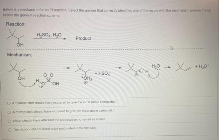 Solved Below is a mechanism for an E1 reaction. Select the | Chegg.com