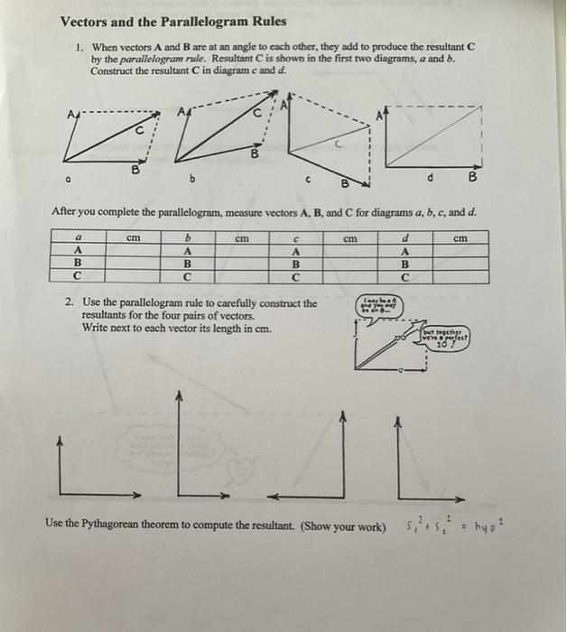 Vectors and the Parallelogram Rules 1. When vectors A | Chegg.com