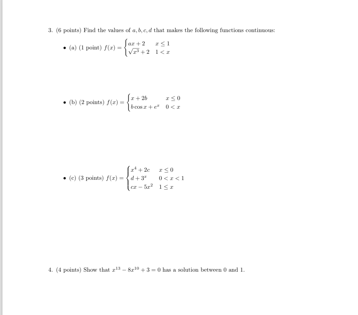 Solved (6 ﻿points) ﻿Find the values of a,b,c,d ﻿that makes | Chegg.com