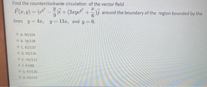 Solved Find the counterclockwise circulation of the vector | Chegg.com
