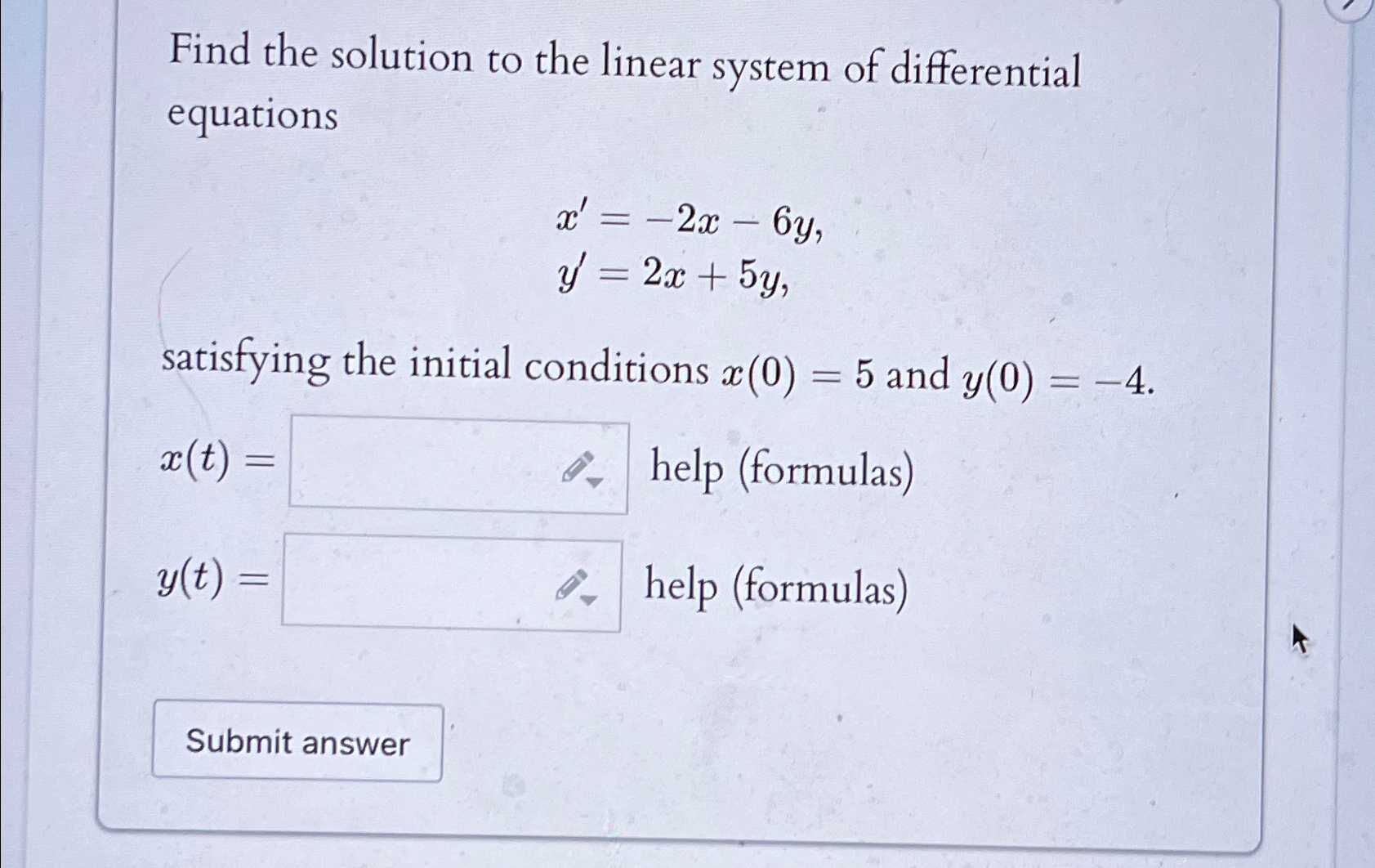 Solved Find the solution to the linear system of | Chegg.com