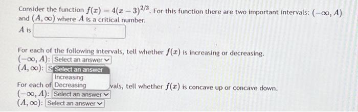 Solved Consider the function f(x)=4(x−3)2/3. For this | Chegg.com