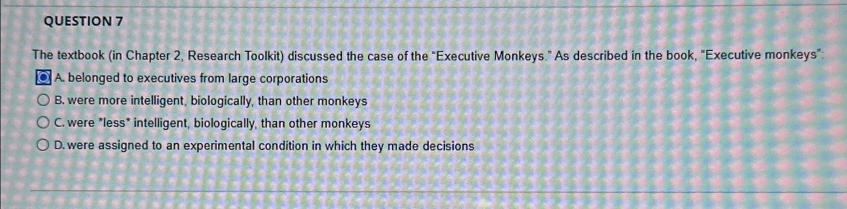 Solved QUESTION 7The textbook (in Chapter 2, ﻿Research | Chegg.com