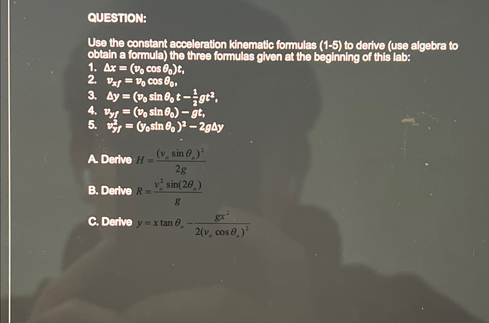 Solved QUESTION:Use the constant acceleration kinematic | Chegg.com