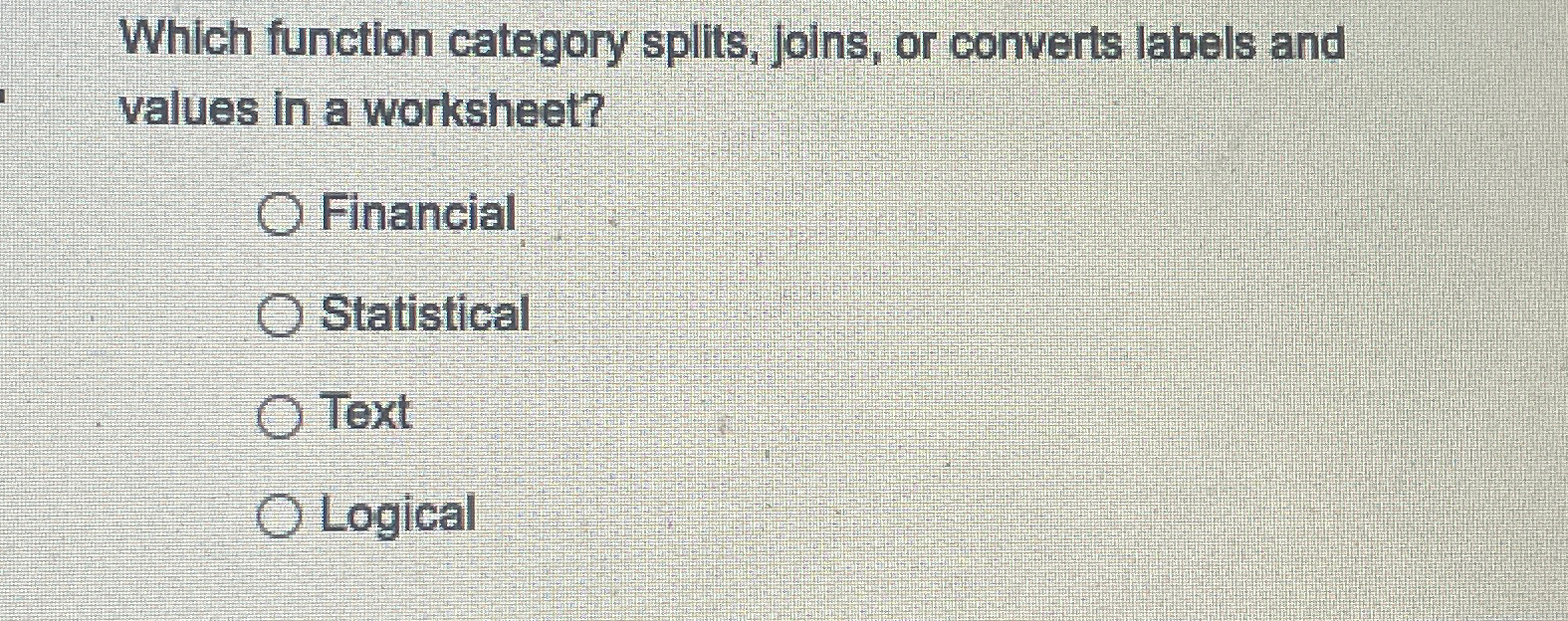 Solved Which function category splits, joins, or converts | Chegg.com Solved Which function category splits, joins, or converts | Chegg.com