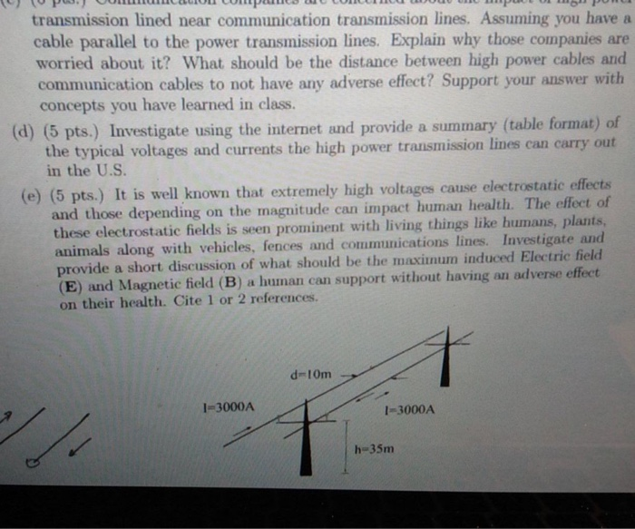 Solved transmission lined near communication transmission | Chegg.com