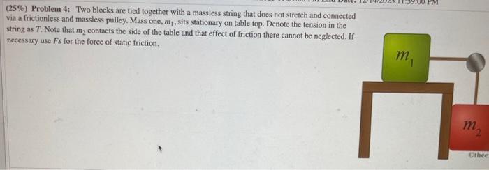 Solved (25\%) Problem 4: Two blocks are tied together with a | Chegg.com