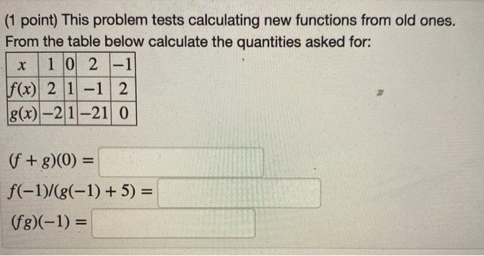 Solved (1 point) This problem tests calculating new | Chegg.com