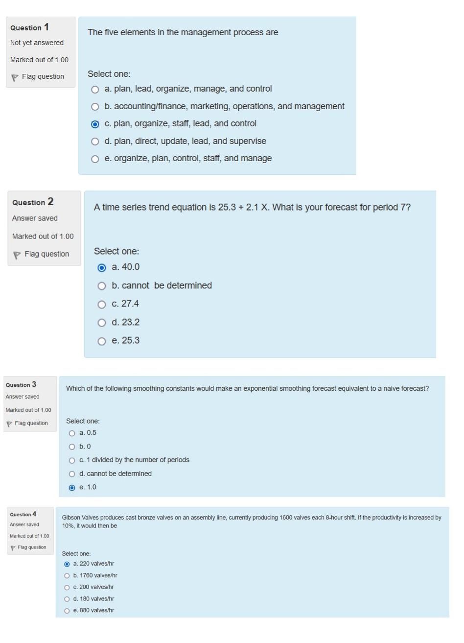 Solved Question 1 The five elements in the management | Chegg.com