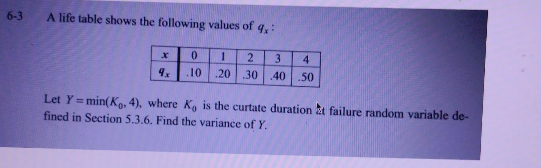 Solved A life table shows the following values of qx : Let | Chegg.com