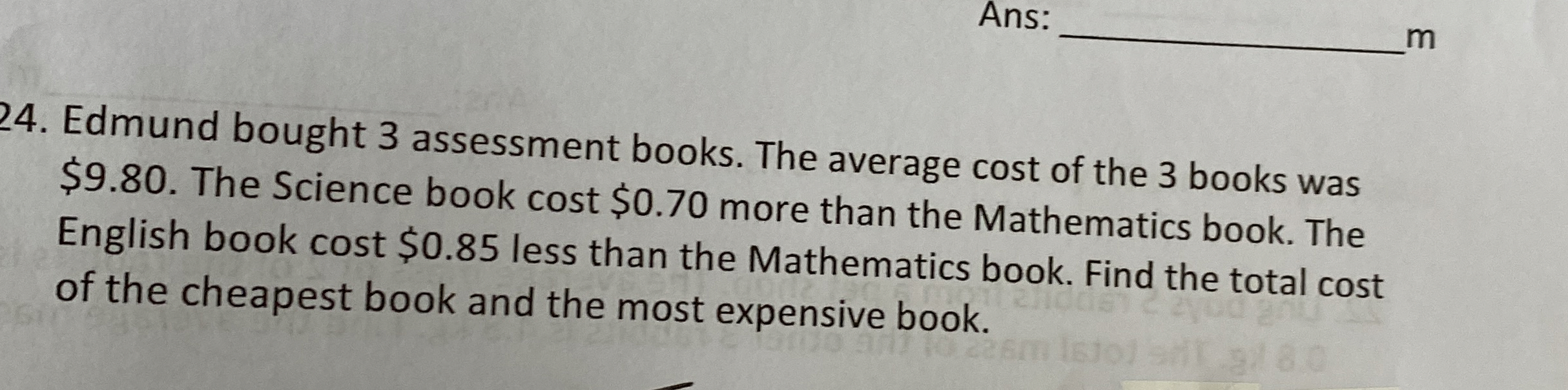 Solved Edmund bought 3 ﻿assessment books. The average cost | Chegg.com