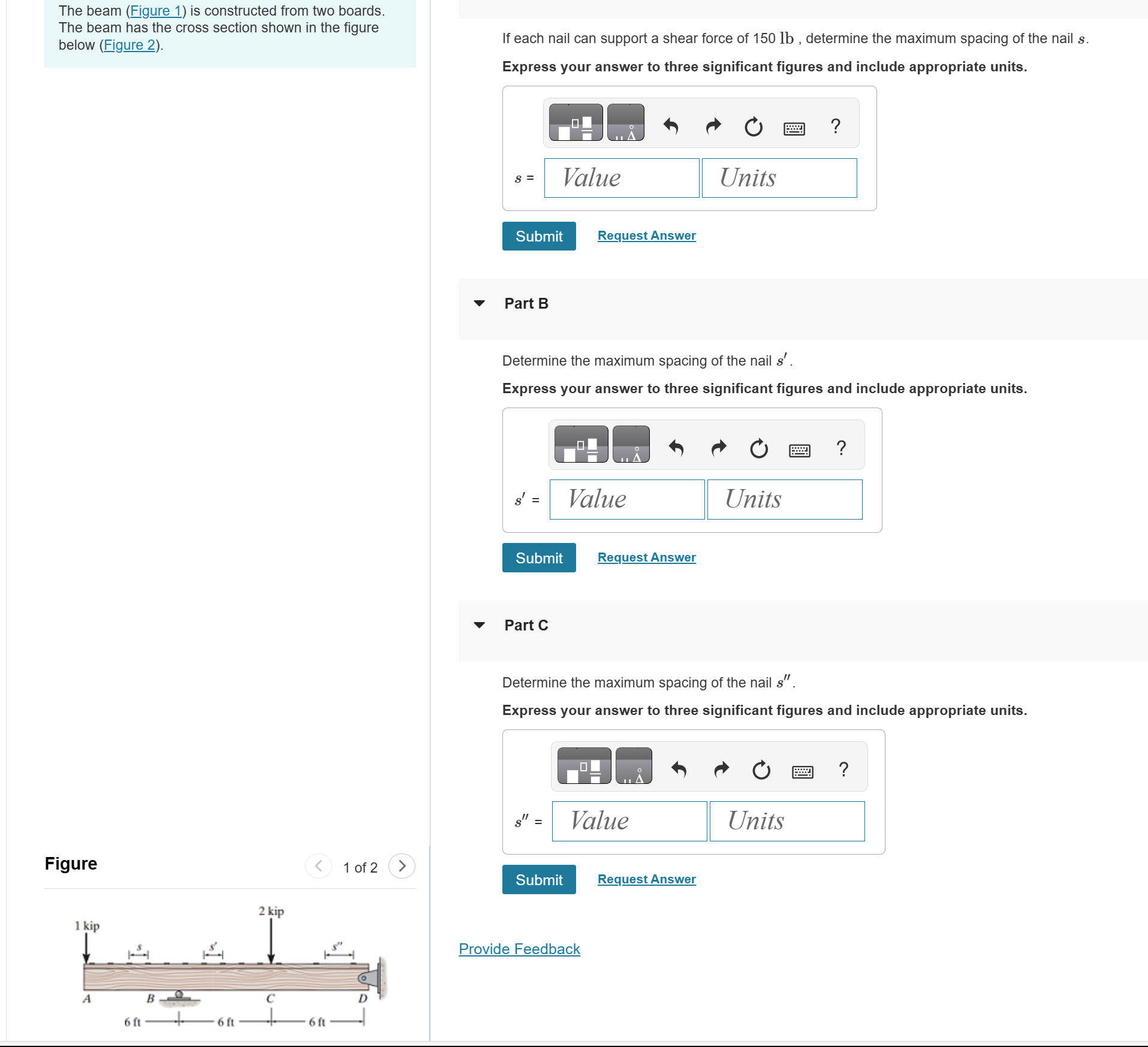 Solved The beam (Figure 1) is constructed from two | Chegg.com Solved The beam (Figure 1) is constructed from two | Chegg.com