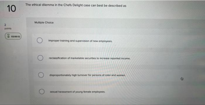 Solved The ethical dilemma in the Chefs Delight case can | Chegg.com