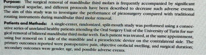 Purpose: The surgical removal of mandibular third | Chegg.com