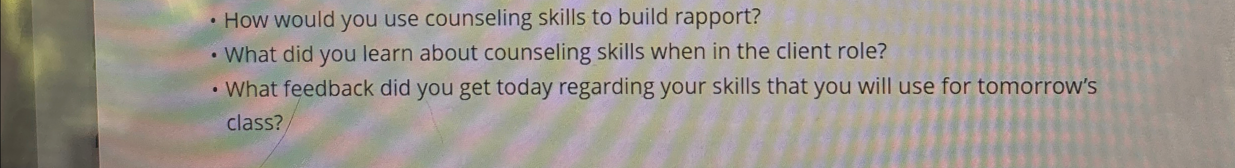 Solved How would you use counseling skills to build | Chegg.com