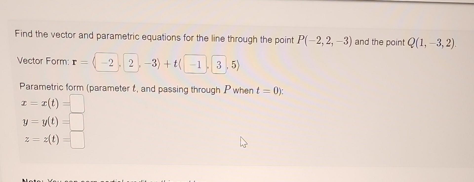 Solved Find the vector and parametric equations for the line | Chegg.com