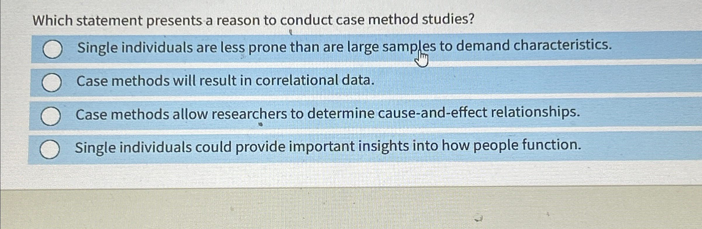 Solved Which statement presents a reason to conduct case | Chegg.com