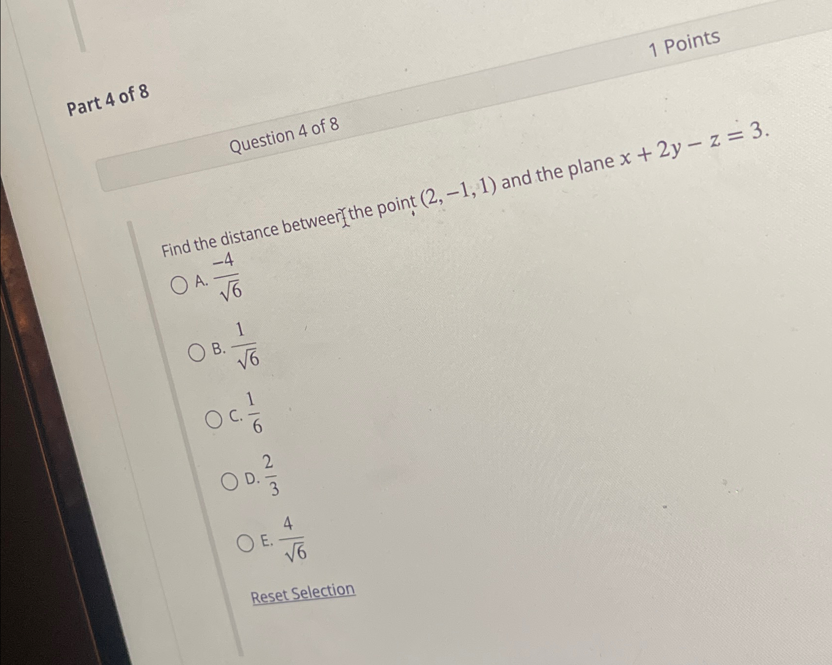 Solved part 4 ﻿of 81 ﻿pointsQuestion 4 ﻿of 8Find the | Chegg.com
