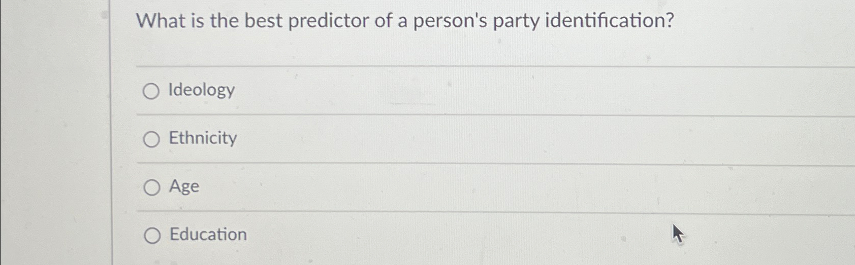Solved What is the best predictor of a person's party | Chegg.com