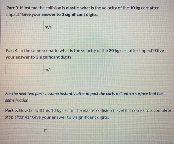 Solved Collision Problem Elastic and Inelastic: Two carts | Chegg.com