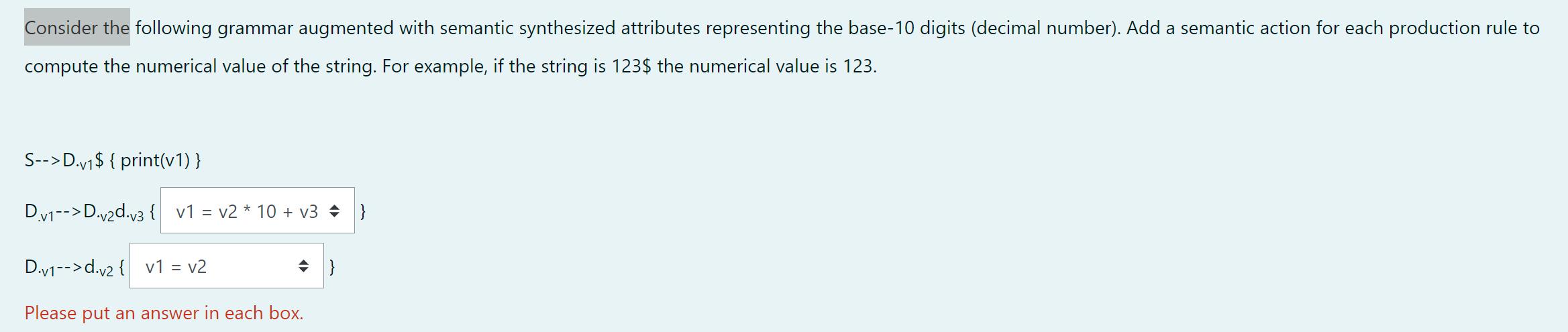 Solved Consider the following grammar augmented with | Chegg.com