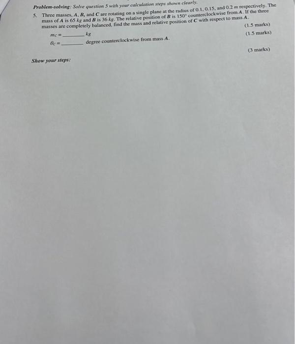 Solved Problem-solving. Solve question 5 with your | Chegg.com