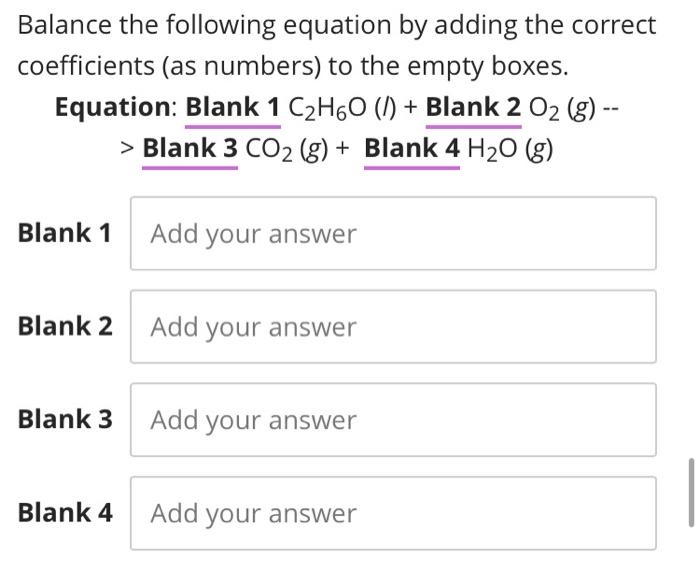 Solved Balance the following equation by adding the correct | Chegg.com