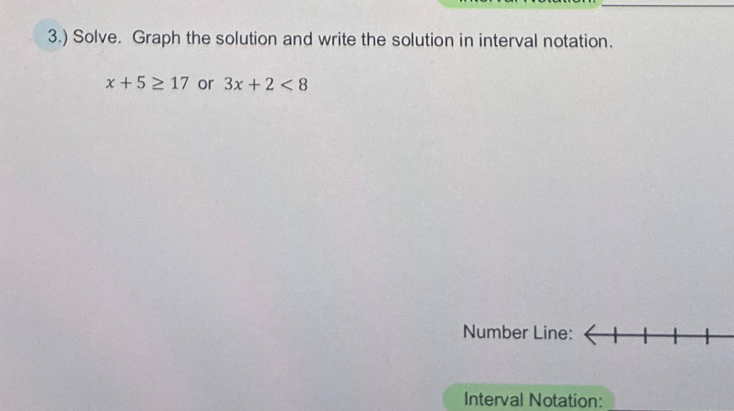 Solved 3.) ﻿Solve. Graph the solution and write the solution | Chegg.com