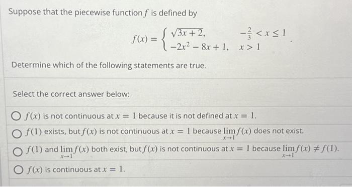Solved Suppose that the piecewise function f is defined by | Chegg.com