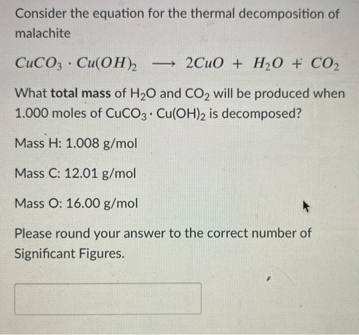 Solved Consider the equation for the thermal decomposition | Chegg.com