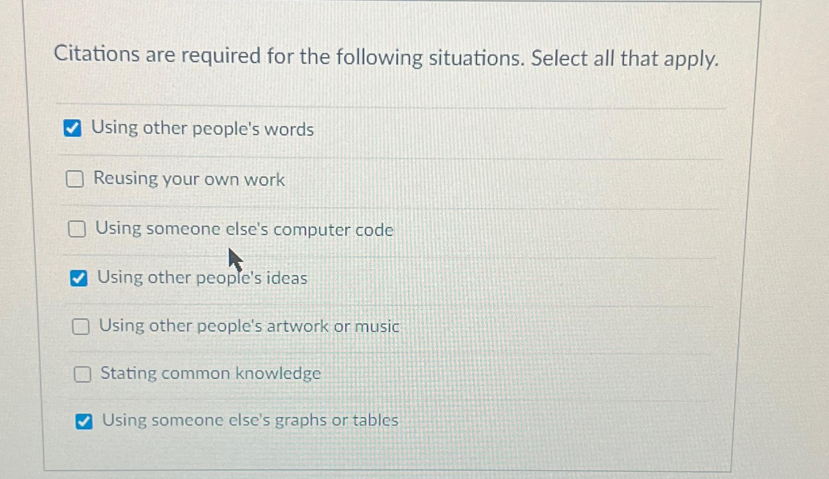 Solved Citations are required for the following situations. | Chegg.com