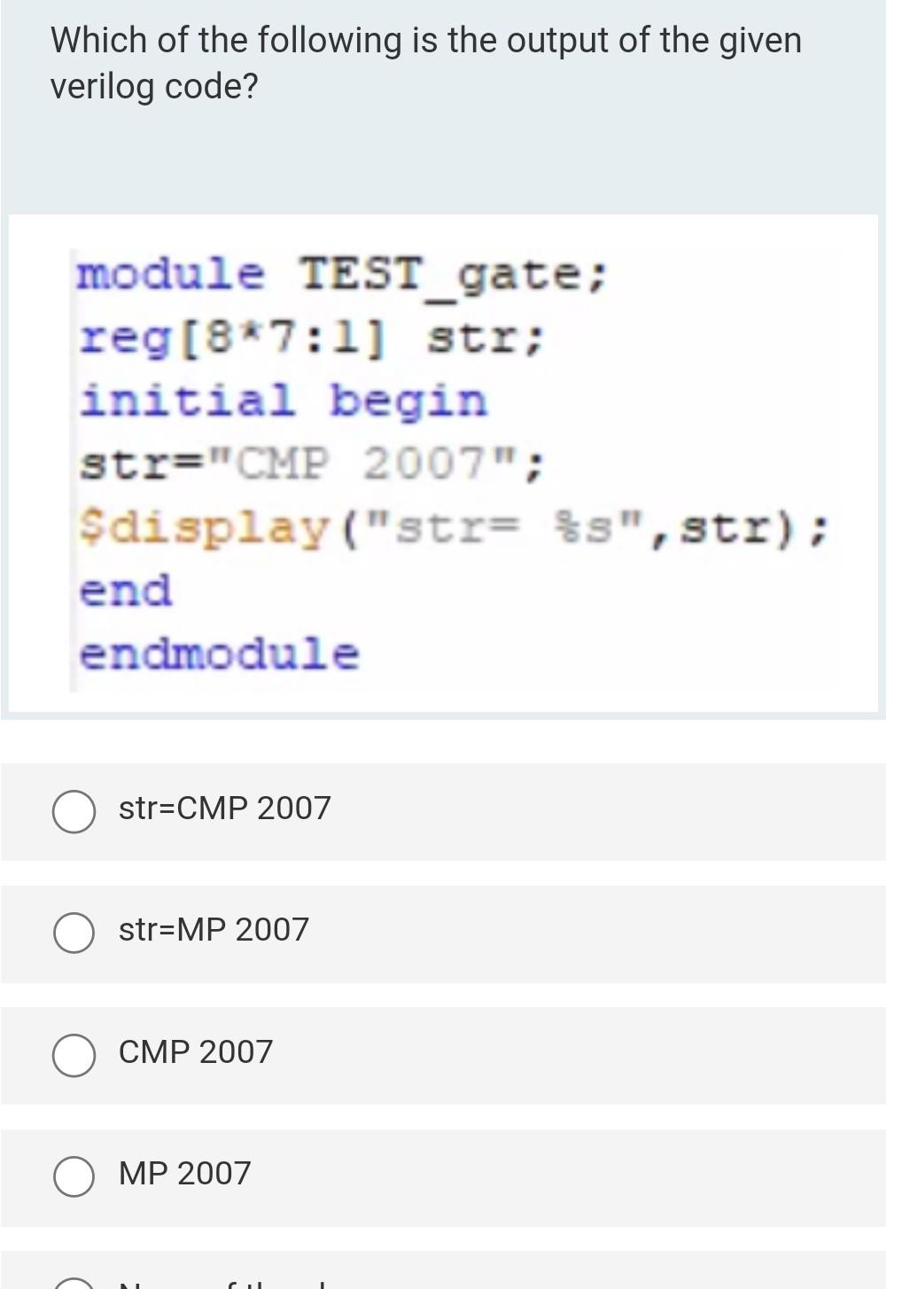 Solved Which of the following is the output of the given | Chegg.com